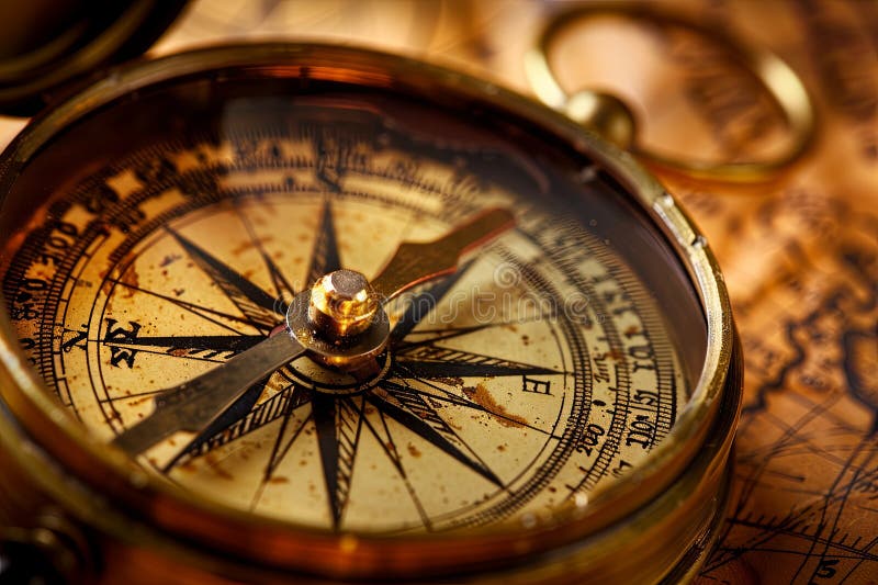 Closeup of a Compass Pointing To a Direction Stock Photo - Image of ...