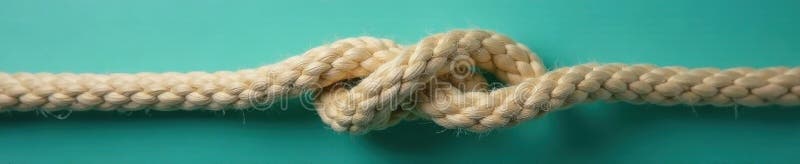 Closeup of a Complex Beige Rope Knot Forming a Noose; Teal Backdrop ...
