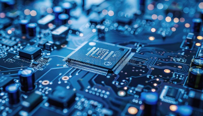 Closeup of a Computer Chip on a Motherboard Displaying Electronic ...