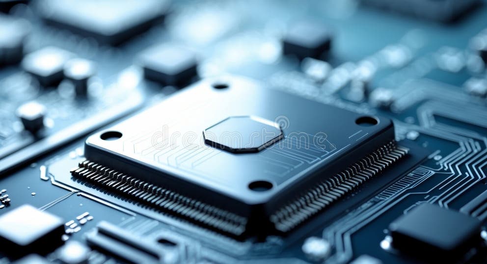 Closeup of a Computer Chip on a Motherboard, High Technology, Microprocessor. Stock Image ...
