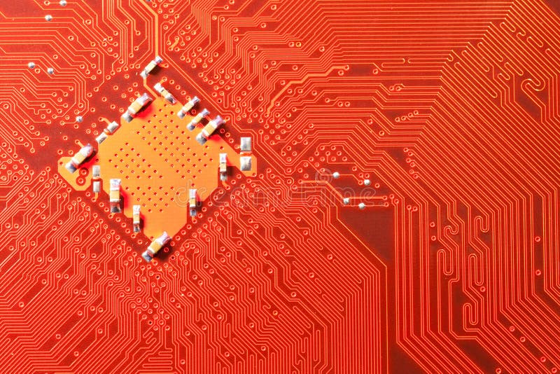 Closeup of Computer Circuit Board in Orange Stock Photo - Image of ...
