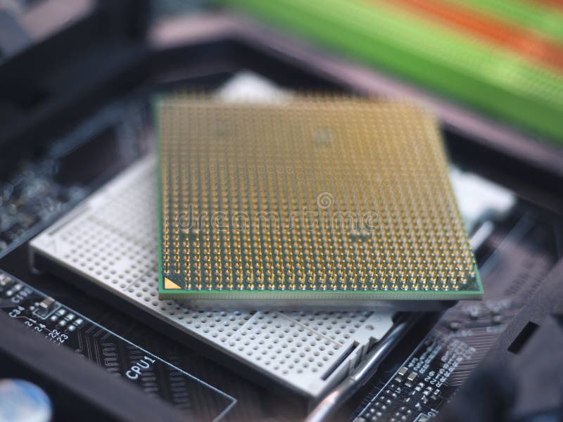 CPU socket pins stock photo. Image of broken, background - 195700694