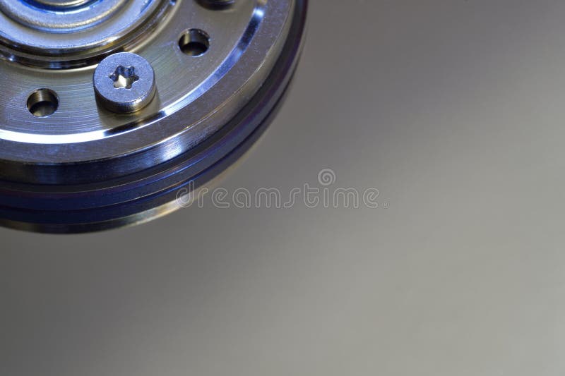 Closeup of Computer Hard Disk with Spindle Hub Stock Photo - Image of ...