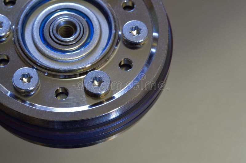 Closeup of Computer Hard Disk with Spindle Hub Stock Photo - Image of ...
