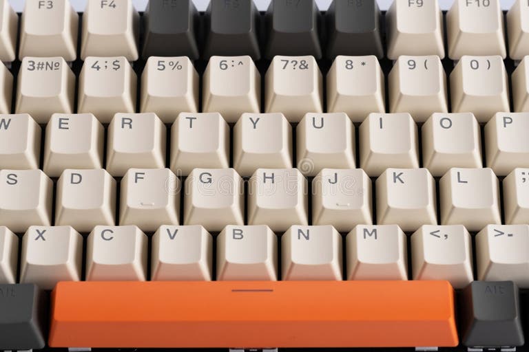 Closeup Computer Keyboard with Orange, Gray and Beige Keys Stock Photo ...