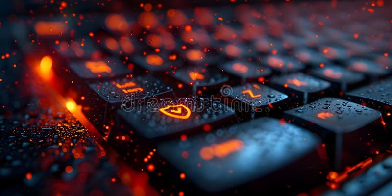 Closeup of a Computer Keyboard with a Shield Symbol on the Enter Key ...