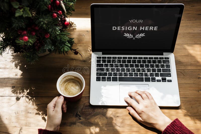 Closeup of Computer Laptop on Christmas Day Stock Image - Image of ...