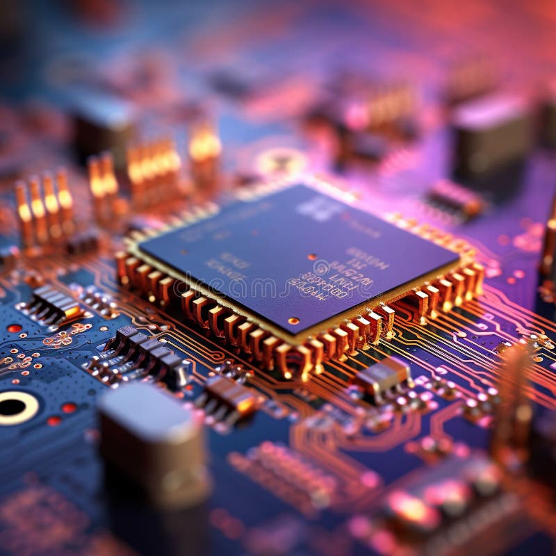Closeup of the Computer Microchip Details. AI-generated Stock ...