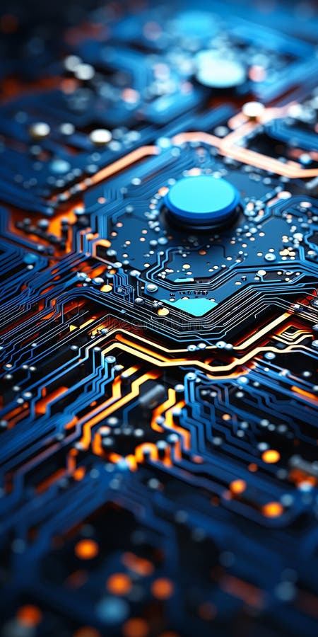 Closeup of a Computer Motherboard with a Blue Button and Stunnin Stock ...