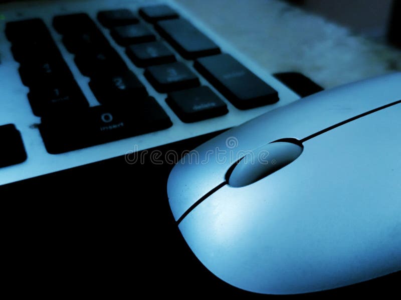 Closeup of Computer Mouse with Dark Blue Light Stock Image - Image of ...