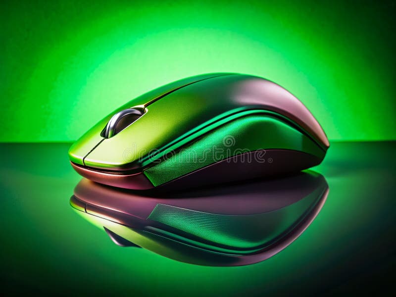 Closeup Computer Mouse Detail on Vibrant Green Exploring Textures and ...
