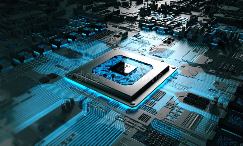 Closeup of a Computer Processor CPU/GPU on Electronic Circuit ...