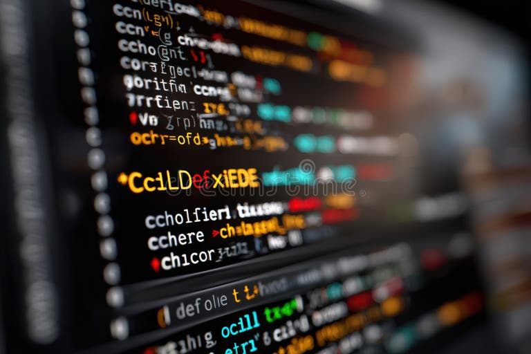 Closeup of a Computer Screen Packed with Words Displayed Stock Photo ...