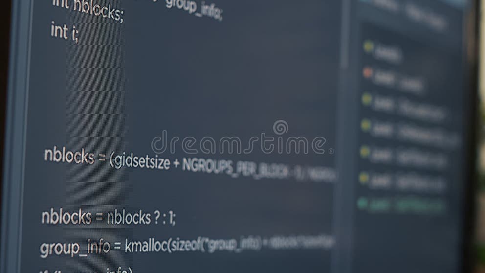 Closeup of Computer Screen of System Engineer Typing Source Code Stock Image - Image of system ...
