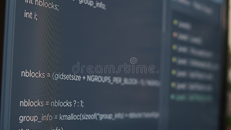 Closeup of Computer Screen of System Engineer Typing Source Code Stock Photo - Image of monitor ...