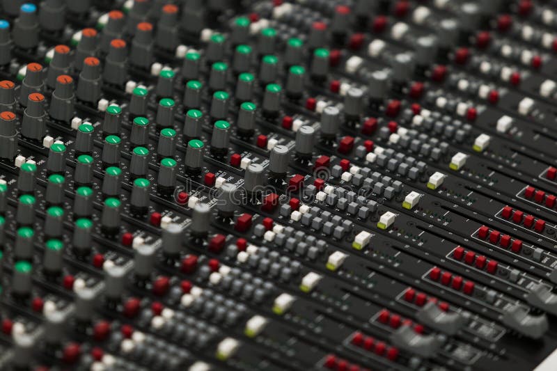 Closeup of a Concert Sound Control Board. Stock Image - Image of ...