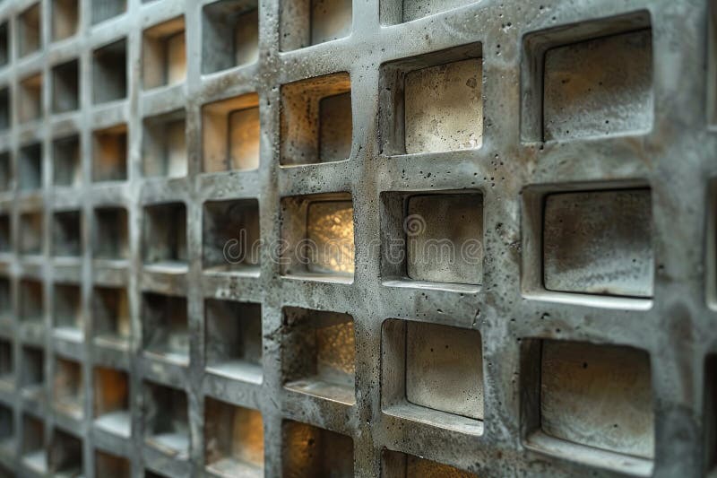 Closeup of a Concrete Grid Structure with Square Openings and Side ...