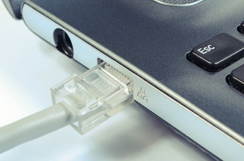 Closeup of Connected Internet Cable To Laptop Stock Photo - Image of ...