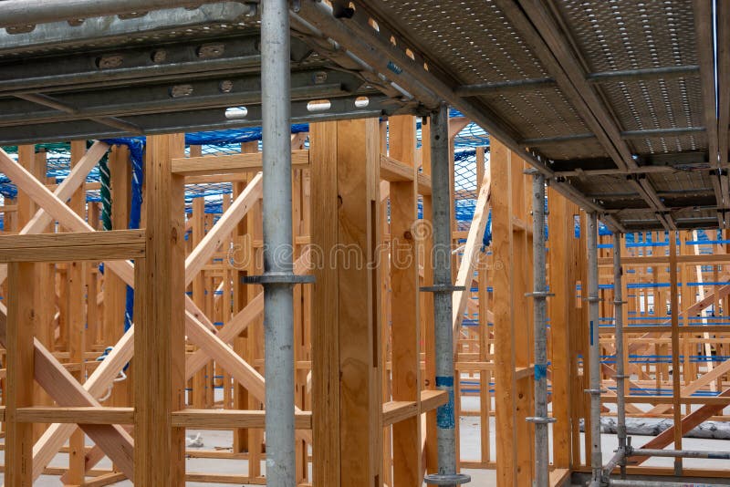 Closeup Construction Timber Framing for New Home Stock Photo - Image of ...