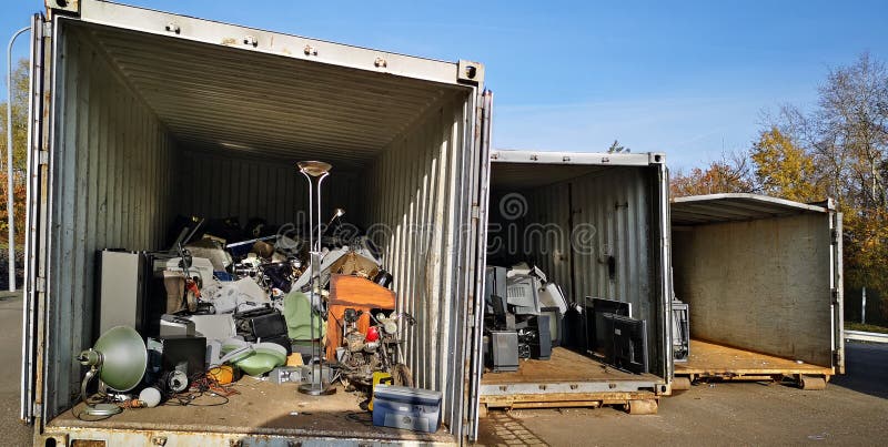 Closeup of Containers of Large-size Garbage Collection Station in ...