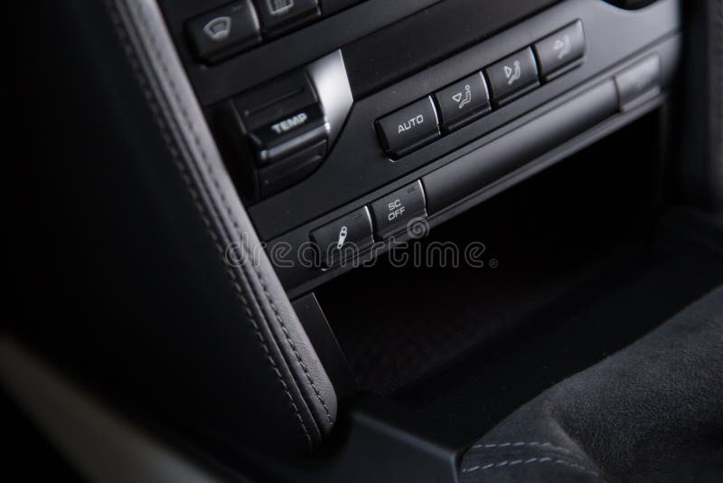 Closeup of the Control Buttons of a Luxury Car Under the Lights Stock ...