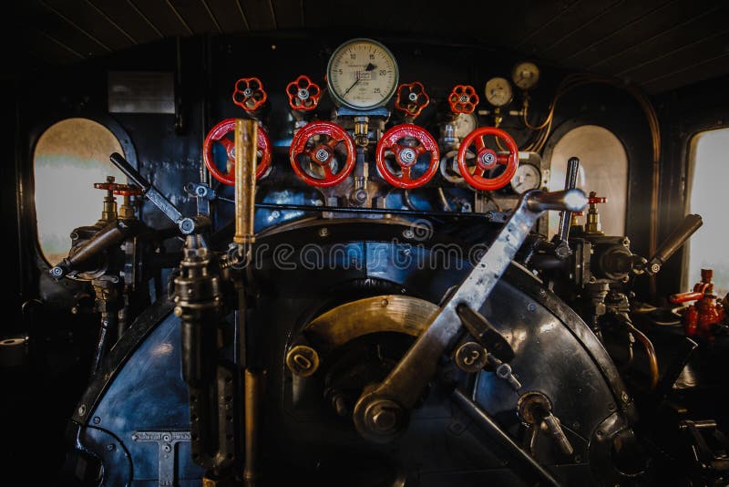Closeup of a Control Panel of a Historic Locomotive Train Stock Image ...