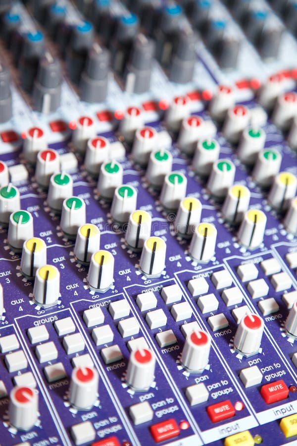 Closeup of the Controls on an Audio Mixing Console. Stock Photo - Image ...