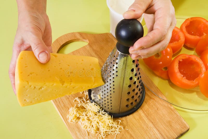Closeup of Cook Grating Cheese. Stock Image - Image of grate, stuffing ...