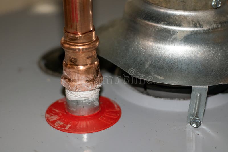 Copper Pipe for Hot Water Sealed on Water Heater Stock Photo - Image of ...