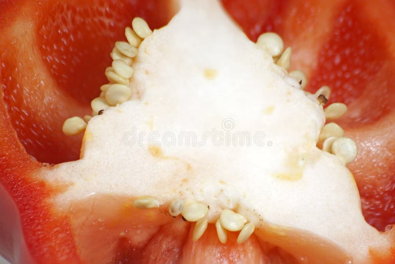 Closeup the Core Show Split Red Bell Pepper Fresh Stock Image - Image ...