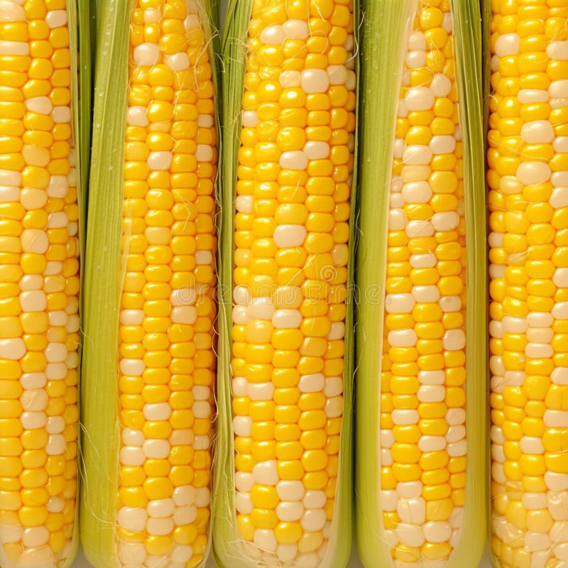 Closeup of Corn Kernels in a Row on Fresh Cobs Stock Illustration ...