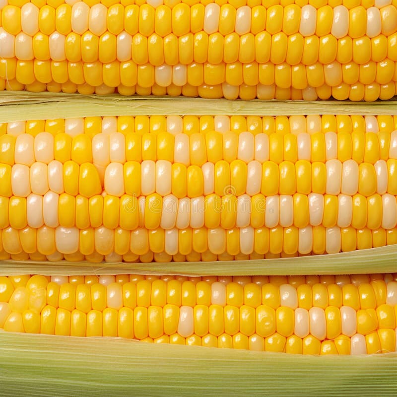 Closeup of Corn Kernels in a Row on Fresh Cobs Stock Illustration ...