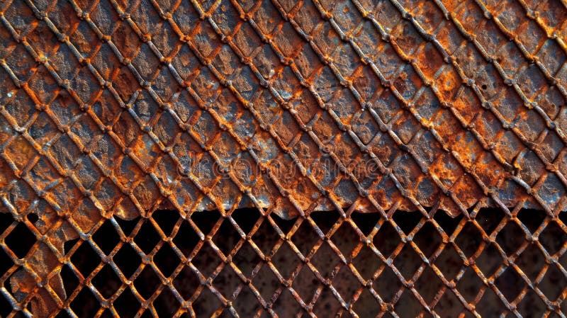Closeup of a Corroded Metal Mesh Revealing Layers of Deep Orange and ...