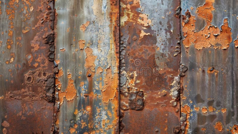A Closeup of Corroded Metal Panels the Layers of Rust Creating a ...
