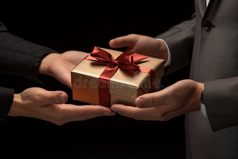 Closeup Couple Hand Giving Gift Box Stock Illustration - Illustration ...