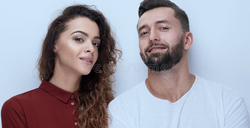 Closeup of Couple of Modern Young People Stock Image - Image of ...