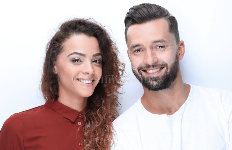 Closeup of Couple of Modern Young People Stock Photo - Image of ...