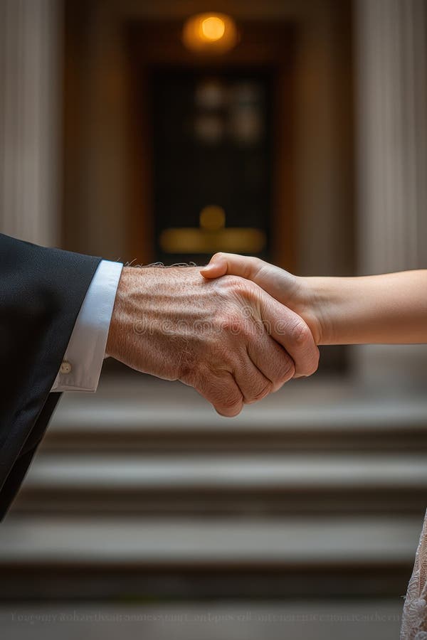 An Elegant Handshake Takes Place at a Beautiful and Joyous Wedding ...