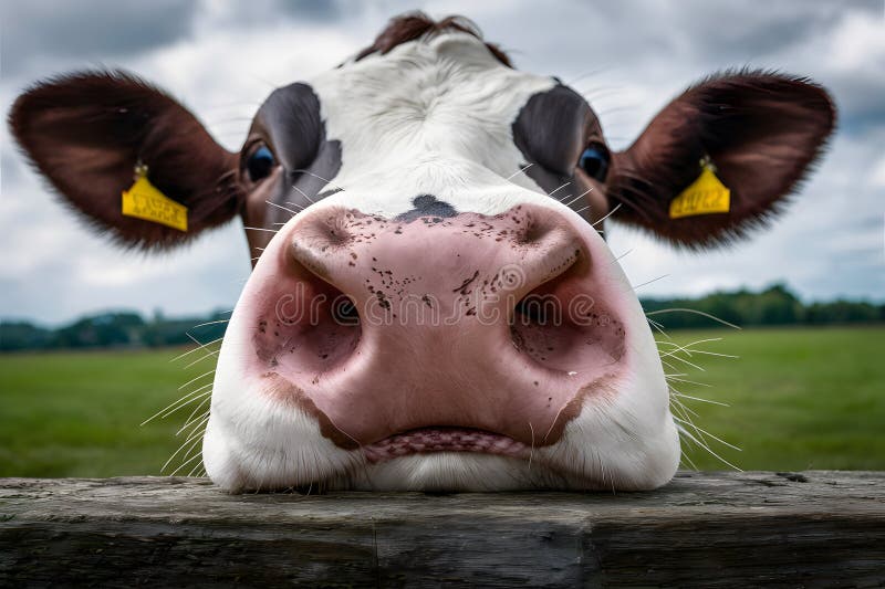 Closeup Cows Nose in Macro View Farm Setting Stock Illustration ...