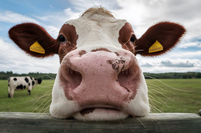 Closeup Cows Nose in Macro View Farm Setting Stock Illustration ...
