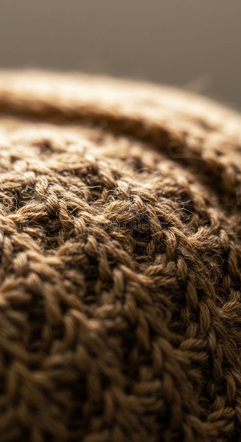 Closeup of Cozy Brown Knitted Fabric Texture with Warm Lighting Stock ...