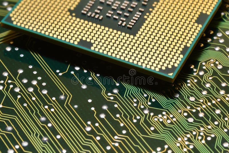 Closeup of Cpu Chip Over Electronic Circuit Stock Photo - Image of ...