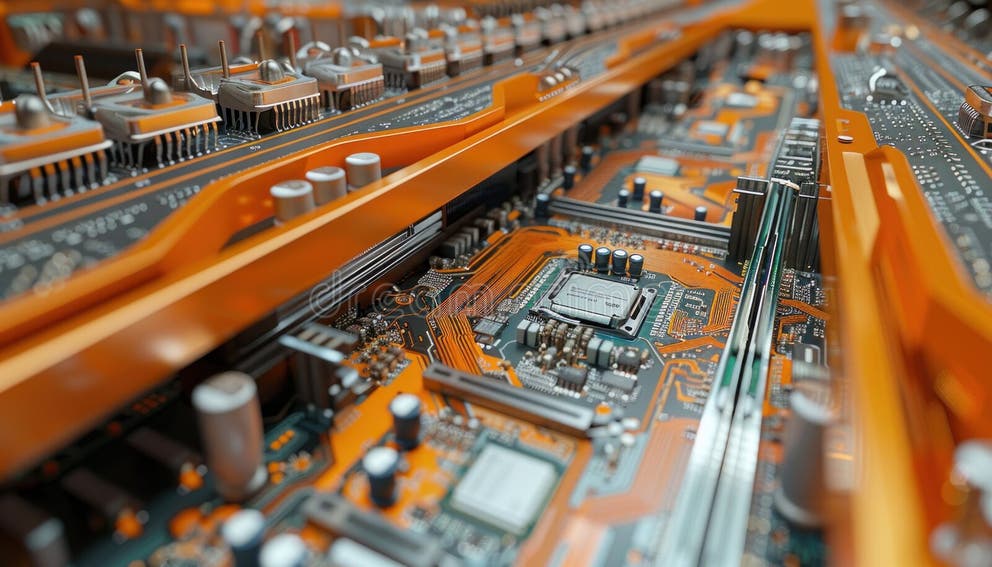 Closeup of CPU on Computer Motherboard, Part of a Computer Building ...