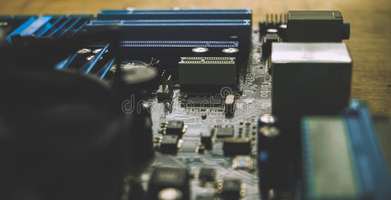Closeup of CPU in Mainboard Stock Photo - Image of hardware, broken ...