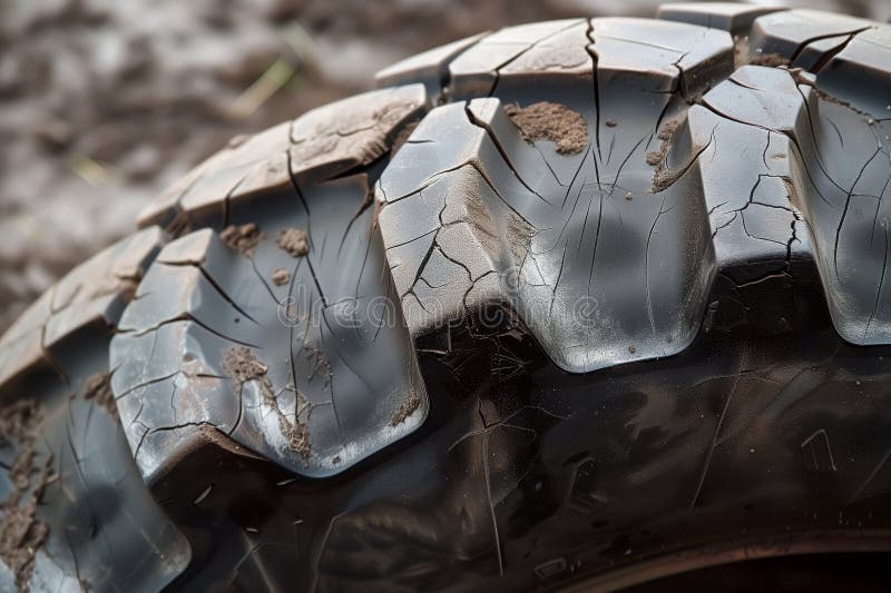 Closeup of Cracked Rubber Surface on an Old Tractor Tire Stock Photo ...