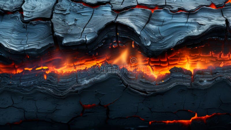 Closeup of a Crackling Fire with Rugged Textures and Hints of Orange ...