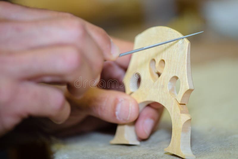 Closeup Craftsman Making Musical Instrument Bridge Stock Photo - Image ...