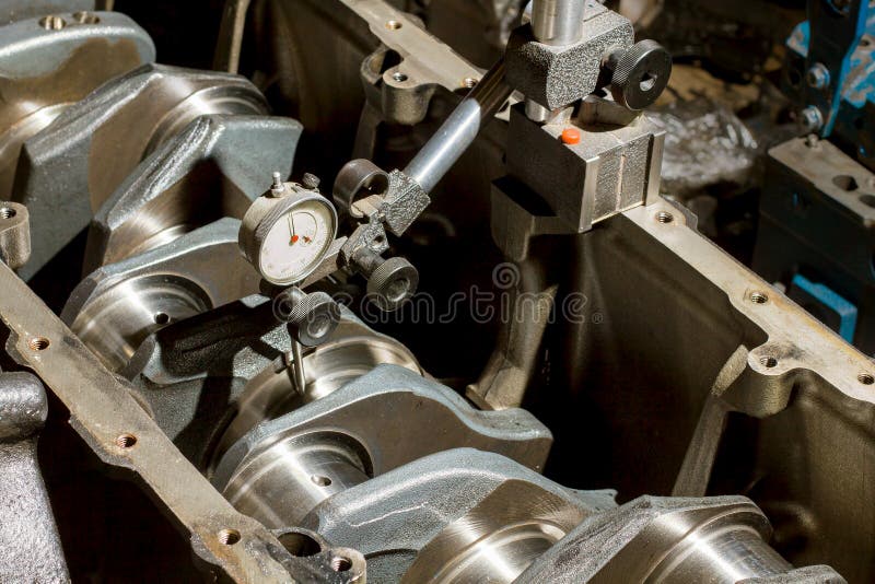 Manual Examination of a Crankshaft Stock Photo - Image of element ...