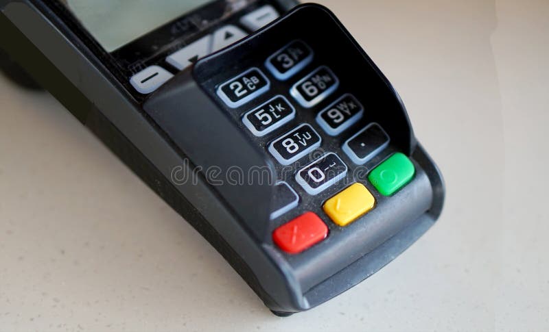 Closeup of a Credit Debit Card Reader Stock Image - Image of keyboard ...