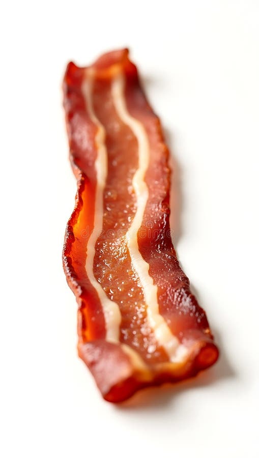 Closeup of Crispy Bacon Strip on a Clean Surface Captured in Natural ...